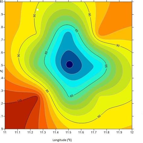 Heat Flow Contour Map Of The Study Area Contour Interval Of 5 MW M 2