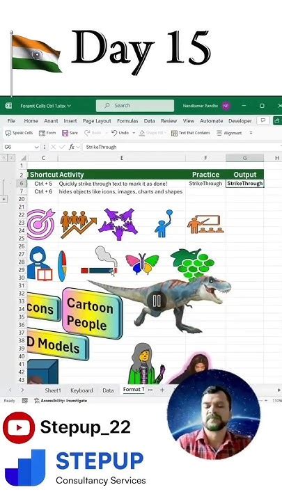 Day15 Shortcut Strike Through And Hide Objects Shortcuts Exceltech Excelfiles Excel