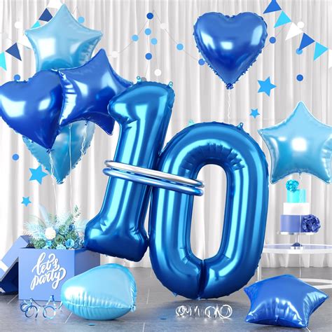 Blue Number 10 Balloons 40inch Dark Blue Number 10 10th