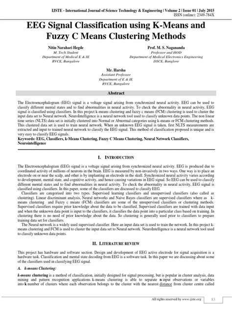 Eeg Signal Classification Using K Means And Fuzzy C Means Clustering
