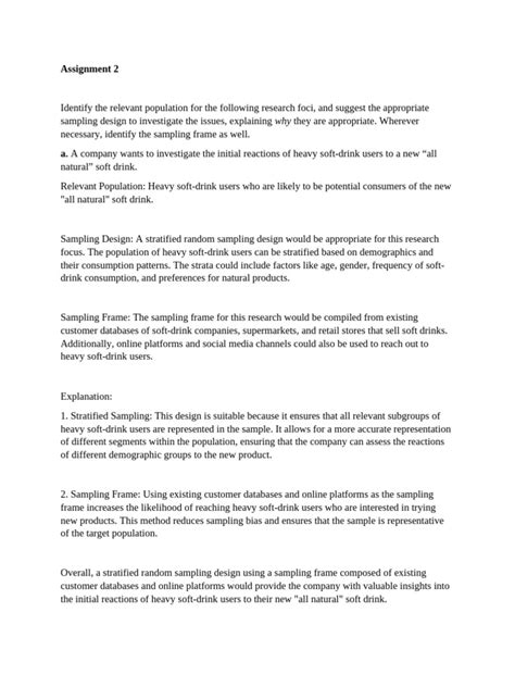 Assignment 2 Pdf Sampling Statistics Stratified Sampling