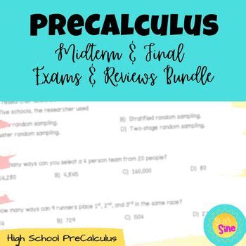 Precalculus Midterm And Final Exam Bundle By Sun Sine TPT