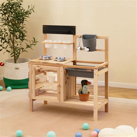 Costway Mud Kitchen Playset Pretend Play Cooking Toy Kmart