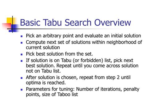 Ppt Applications Of Tabu Search Powerpoint Presentation Free