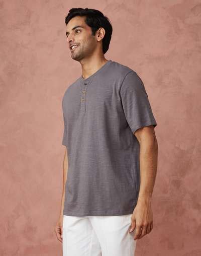 Buy Grey Cotton Straight Fit Tee For Men Online At Fabindia 20192473