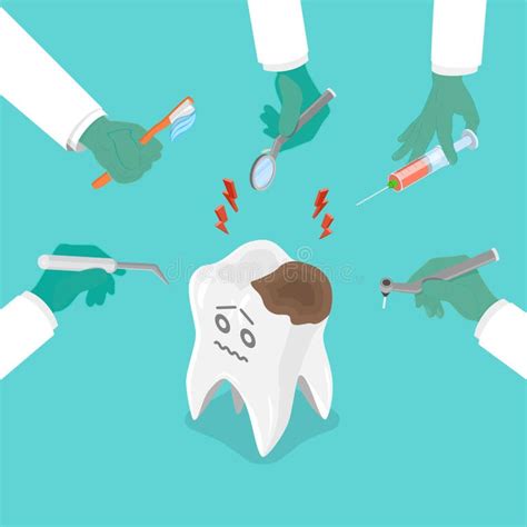 3d Isometric Flat Vector Illustration Of Dentophobia Stock Vector