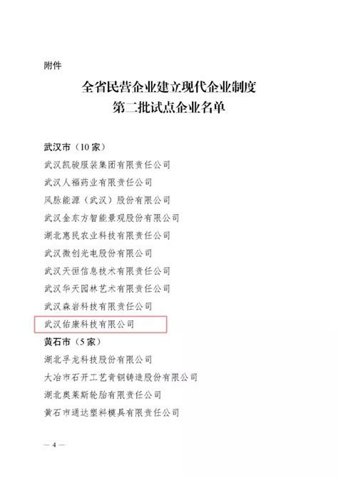 佑康科技成功入选省经信委在民营企业中开展建立现代企业制度第二批试点企业 武汉佑康科技有限公司