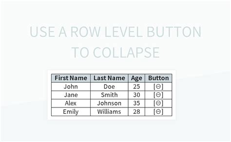 Use A Row Level Button To Collapse Excel Template And Google Sheets