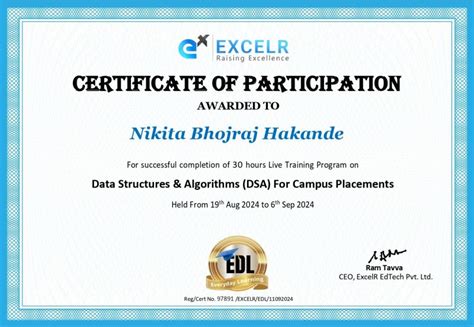 Completed Data Structures And Algorithms Course By Excelr Nikita Hakande Posted On The Topic