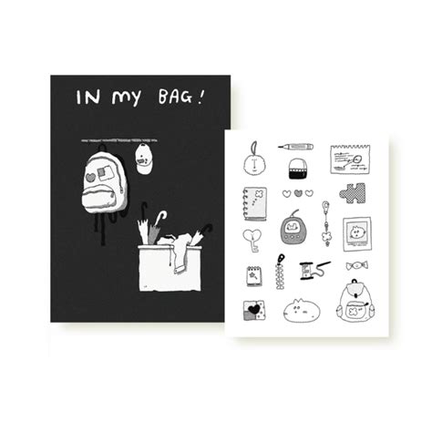 도아마 In My Bag 흑백 스티커 Paperuler