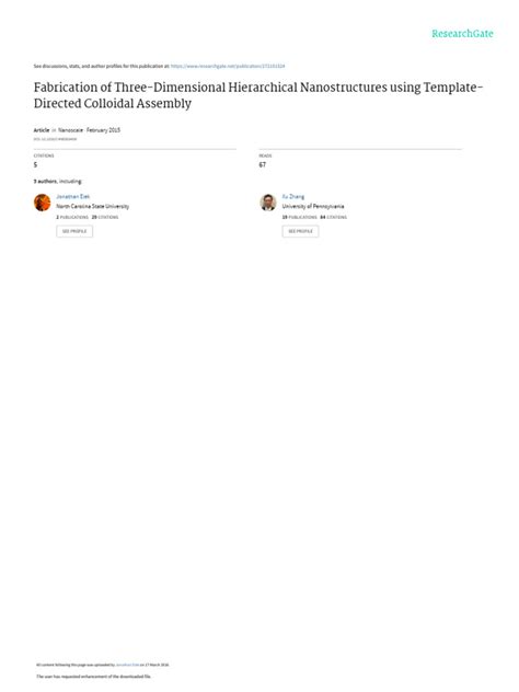 Fabrication Of Three Dimensional Hierarchical Nano Pdf