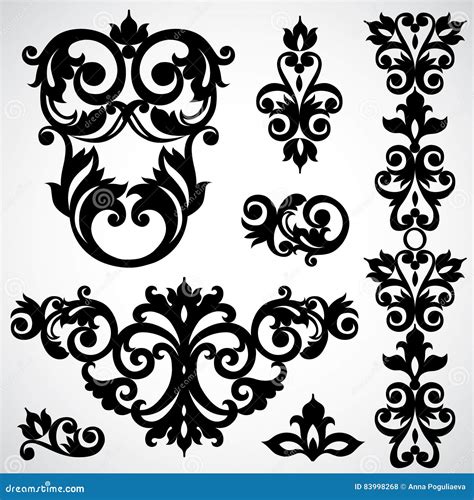 Vector Set With Classical Ornament In Victorian Style Stock