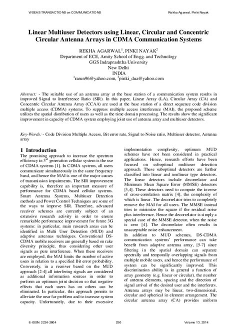 Pdf Linear Multiuser Detectors Using Linear Circular And Concentric