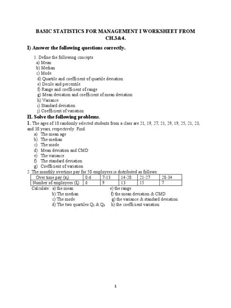 Basic Statistics For Management Pdf