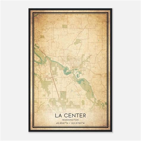 Vintage La Center Washington Map Poster La Center Wa City Road Wall