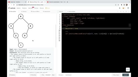 Leetcode 654 Maximum Binary Tree Recursion Youtube