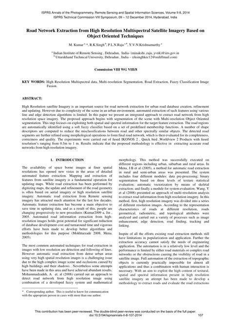 Pdf Road Network Extraction From High Resolution Multispectral