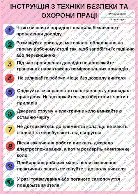 Інструкція з техніки безпеки та охорони праці Ілюстрації Фізика