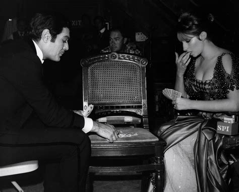 Barbra Streisand And Omar Sharif Playing Cards On The Set Of Funny Girl