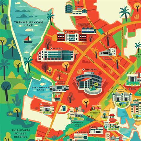 Mahindra World City Map Illustration On Behance