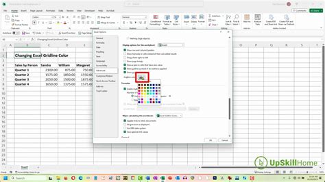 Upskillhome Excel Gridline Color
