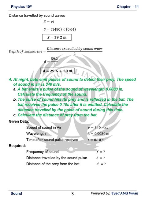 Physics Numerical For Class 10th Sound
