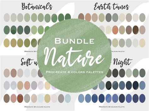 Bundle Color Palette Procreate Procreate Swatches 120 Hex Codes Nature Color Palette Bundle