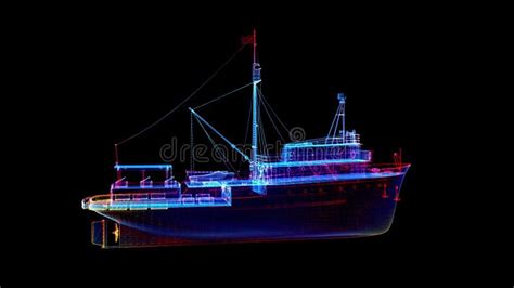 Worldwide Cargo Ship Polygonal Wireframe Mesh Glow Particles Formation Of Ship Concept Motion