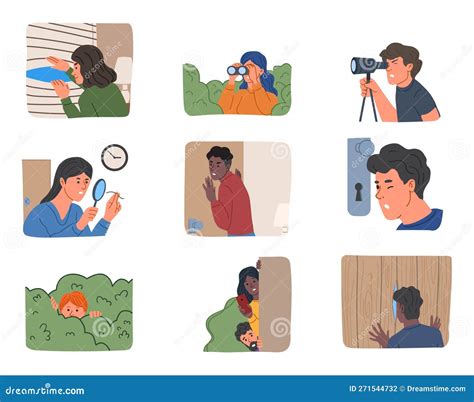 Set Of Spying People Stock Vector Illustration Of Binocular 271544732