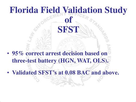 Ppt Concepts And Principles Of The Standardized Field Sobriety Tests