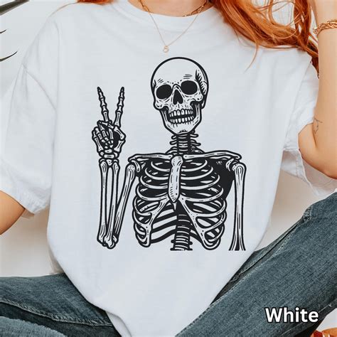 Peace Sign Skeleton Shirt Retro Good Vibes T Shirt Etsy