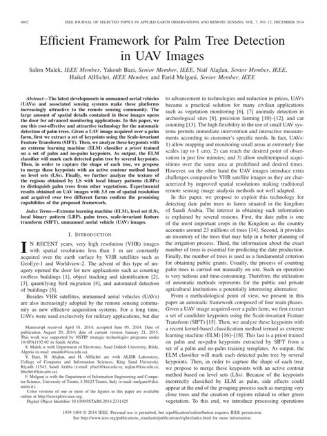 Pdf Efficient Framework For Palm Tree Detection In Uav Images