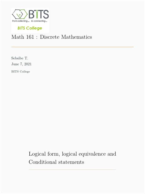 Math 161 Discrete Mathematics Sebsibe T June 7 2021 Pdf Truth