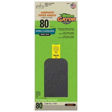 Rust Oleum Gator 4 1 4 In X 11 1 4 In 80 Grit Precut Drywall Sanding Sheets 50 Pack 866210 Rona