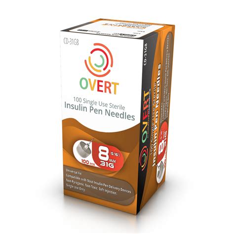 Tri Beveled Pen Needle 31g 8mm Overt Universal Fit 100 Ct