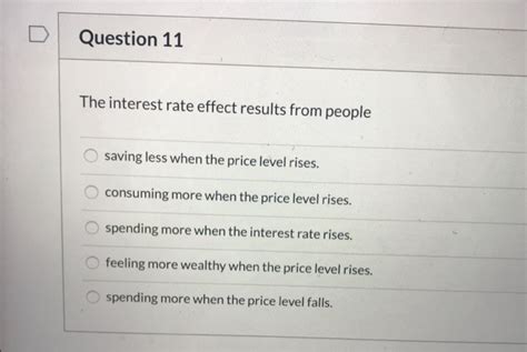 Solved Question The Interest Rate Effect Results From Chegg