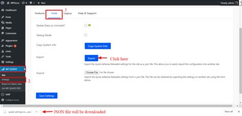 how to import and export ads in wp quads wp quads pro