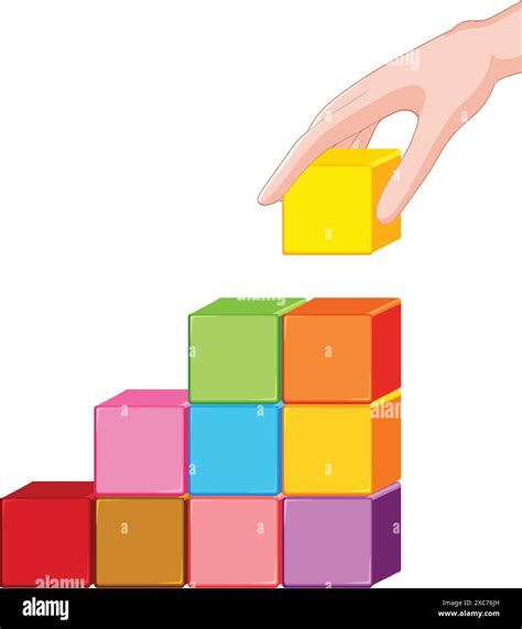 Hand Stacking Colorful Blocks In Ascending Order Stock Vector Image And Art Alamy