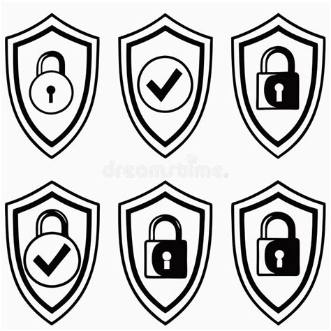 A Collection Of Six Shield Icons Featuring A Lock And Check Mark Symbolizing Security And
