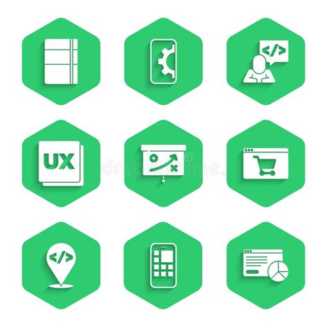 Set Planning Strategy Concept Mobile Apps Website Statistic Online Shopping Screen Front End