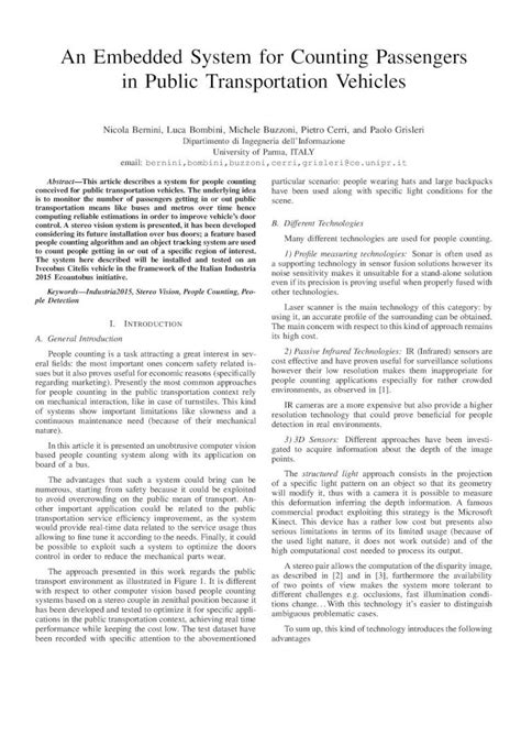 Pdf An Embedded System For Counting Passengers In Public · People