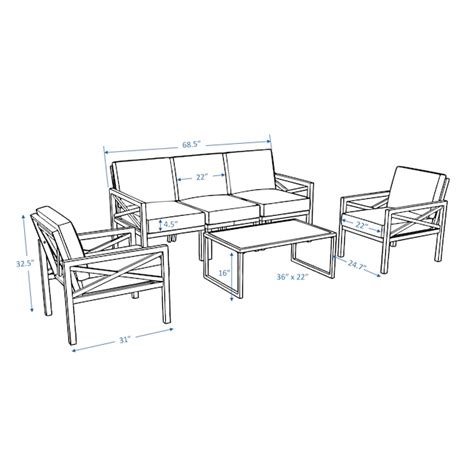 Leisure Made Blakely Outdoor Sectional With Blue Cushions And Aluminum