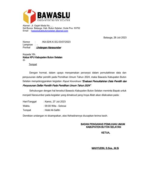 Undangan Rapat Evaluasi Dpt Dan Pdp Pdf