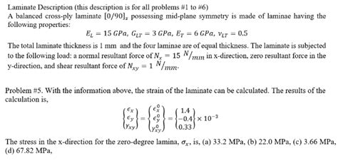 Solved Laminate Description This Description Is For All