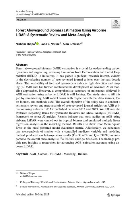 Pdf Forest Aboveground Biomass Estimation Using Airborne Lidar A