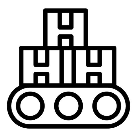 상자와 함께 컨베이어 벨트 아이콘 프리미엄 벡터