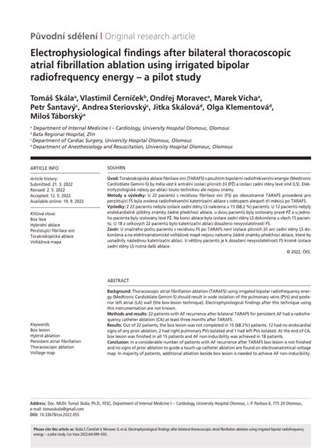 Pdf Electrophysiological Findings After Bilateral Thoracoscopic Atrial Fibrillation Ablation
