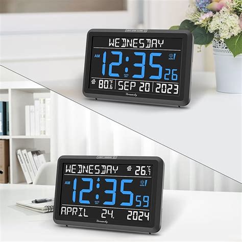 Amazon Com DreamSky Digital Clock With Date And Day Of Week Home Kitchen
