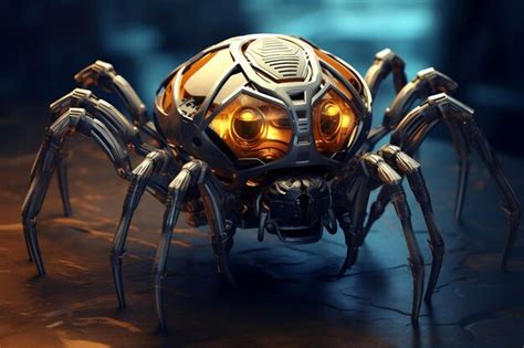 Premium Ai Image Spider Robot With Warm Light Generative Ai