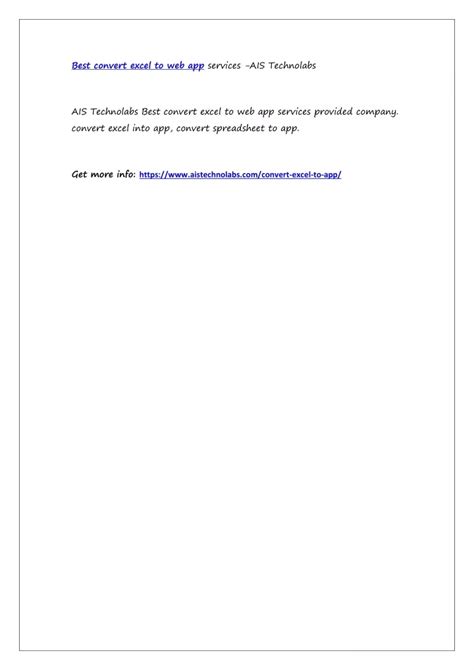 Ppt Best Convert Excel To Web App Services Ais Technolabs Powerpoint